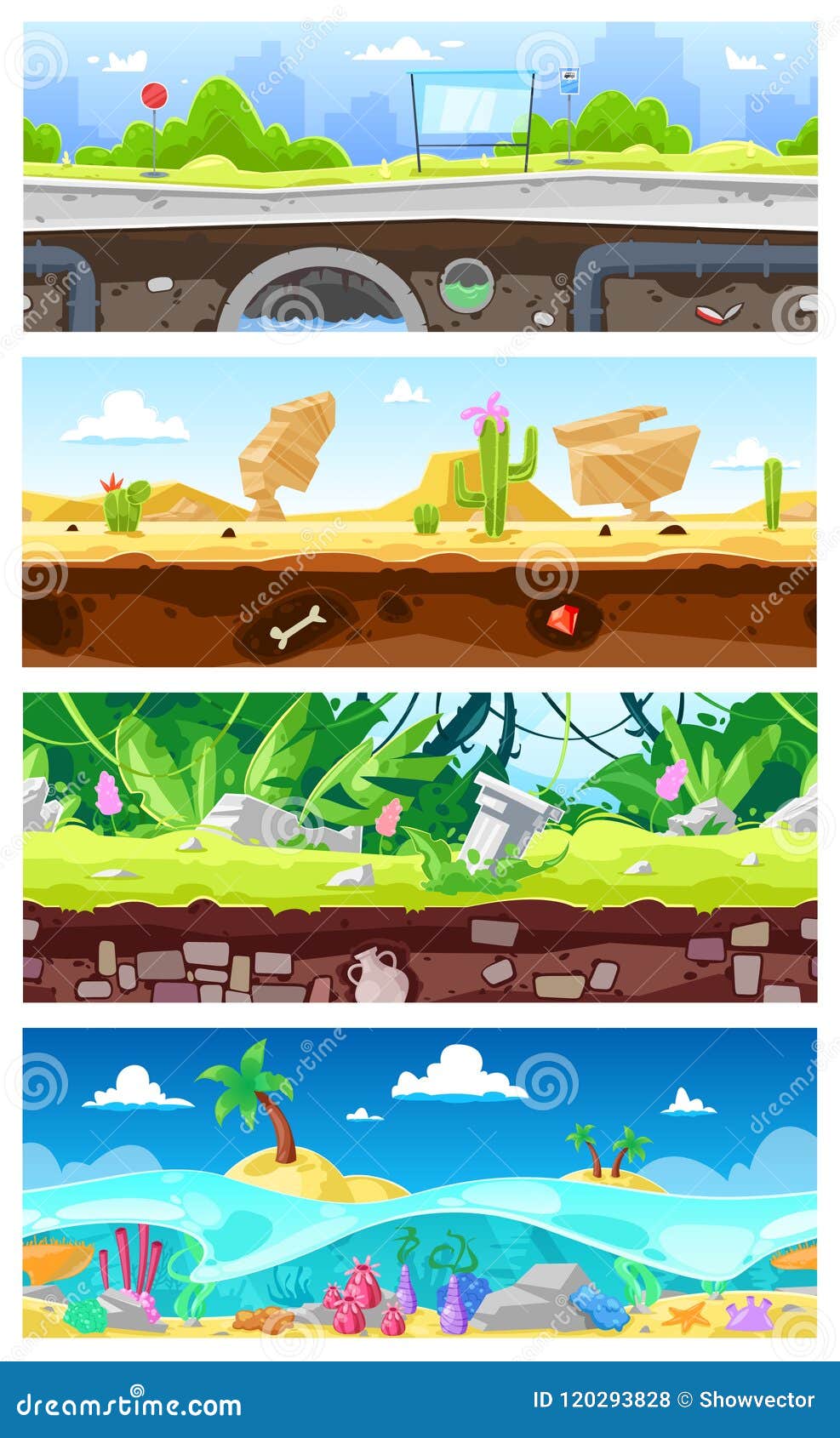 Game Background Vector Cartoon Landscape Interface Gamification And ...