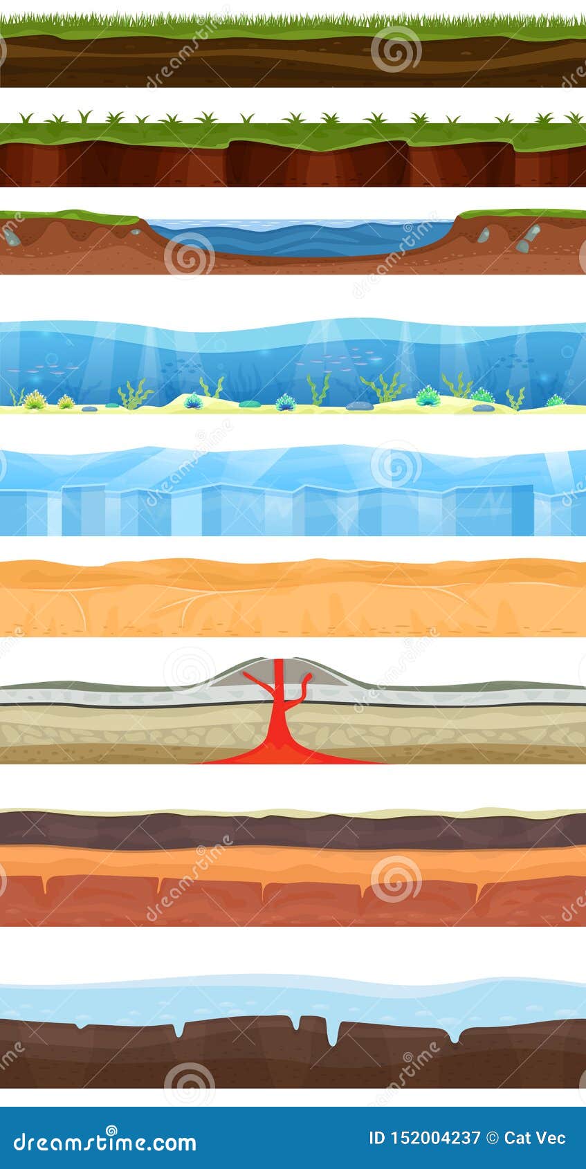 Game Background Vector Cartoon Landscape In Summer Winter Interface ...