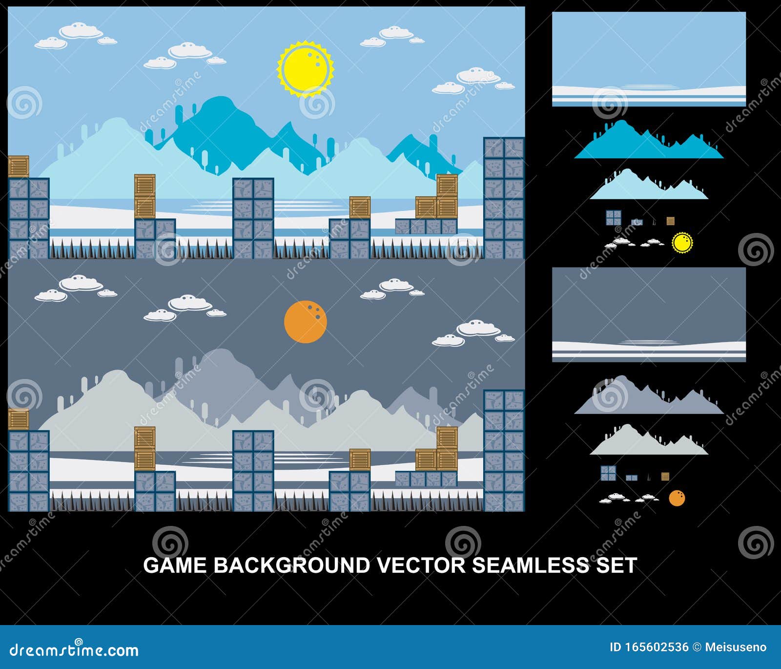 Game Background Vector Seamless Set Stock Vector - Illustration of ...