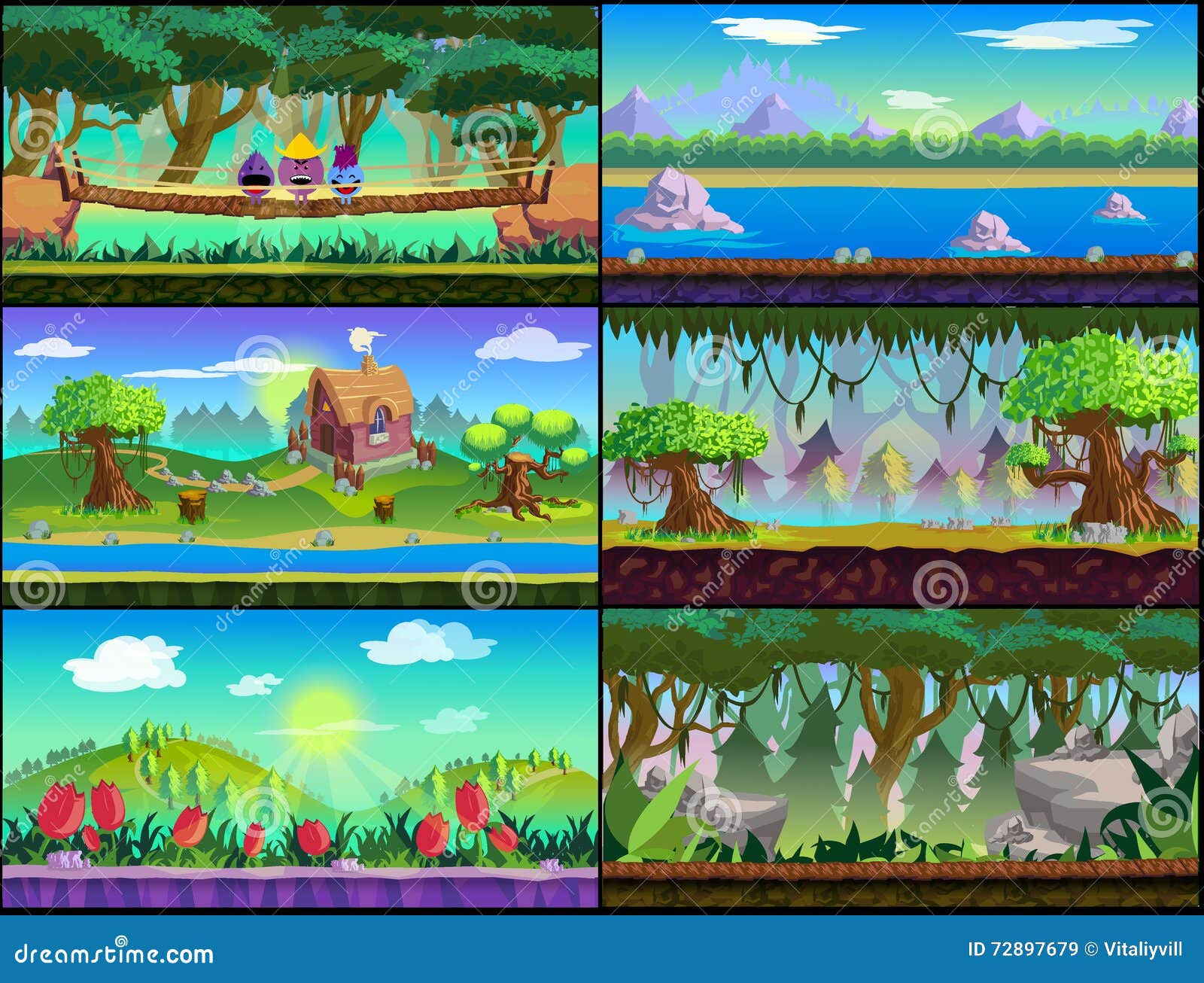 Game background Vector set stock vector. Illustration of hills - 72897679