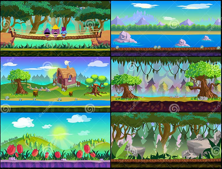 Game background Vector set stock vector. Illustration of hills - 72897679