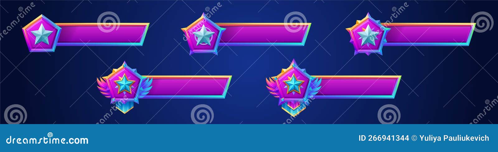 Game Banners with Star Badges, Empty Title Bar Stock Vector ...