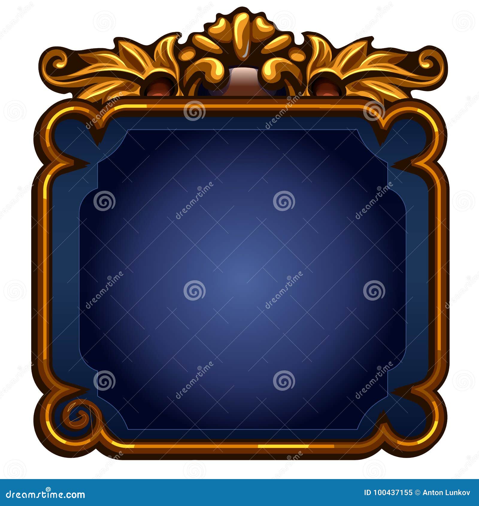 Game Blue Screen with Golden Frame with Copy Space Stock Vector ...
