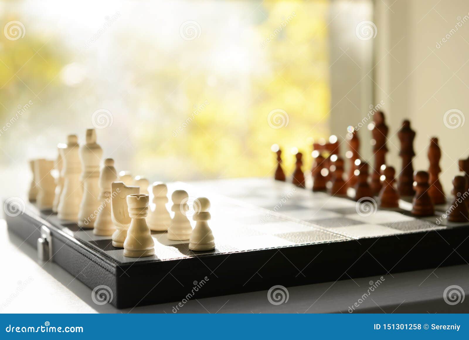 Game Board with Chess Pieces on Windowsill Stock Photo - Image of ...