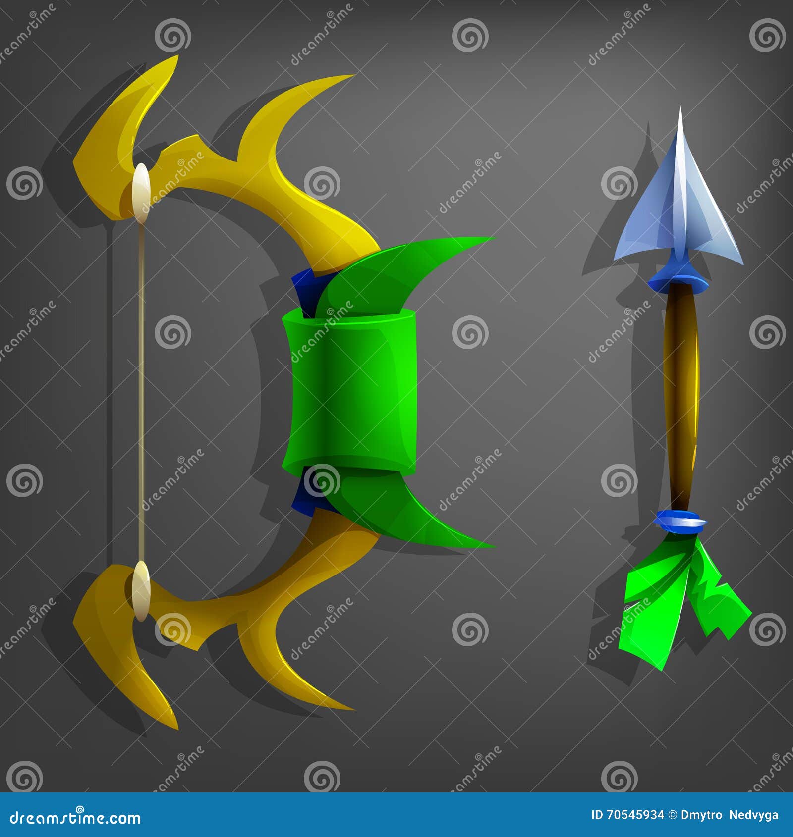 Game bow and arrow. stock vector. Illustration of accuracy - 70545934