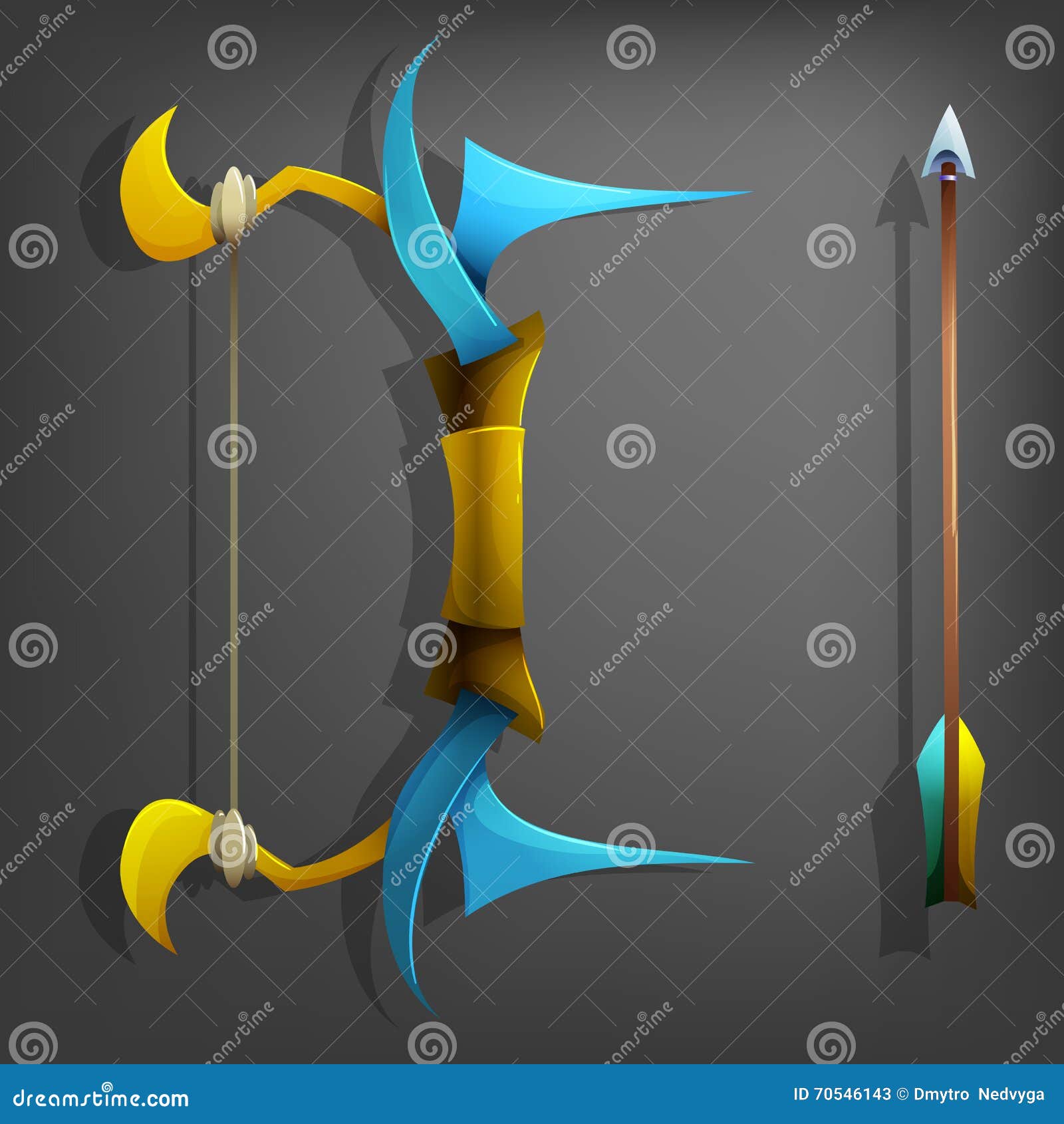 Game bow and arrow. stock vector. Illustration of precision - 70546143