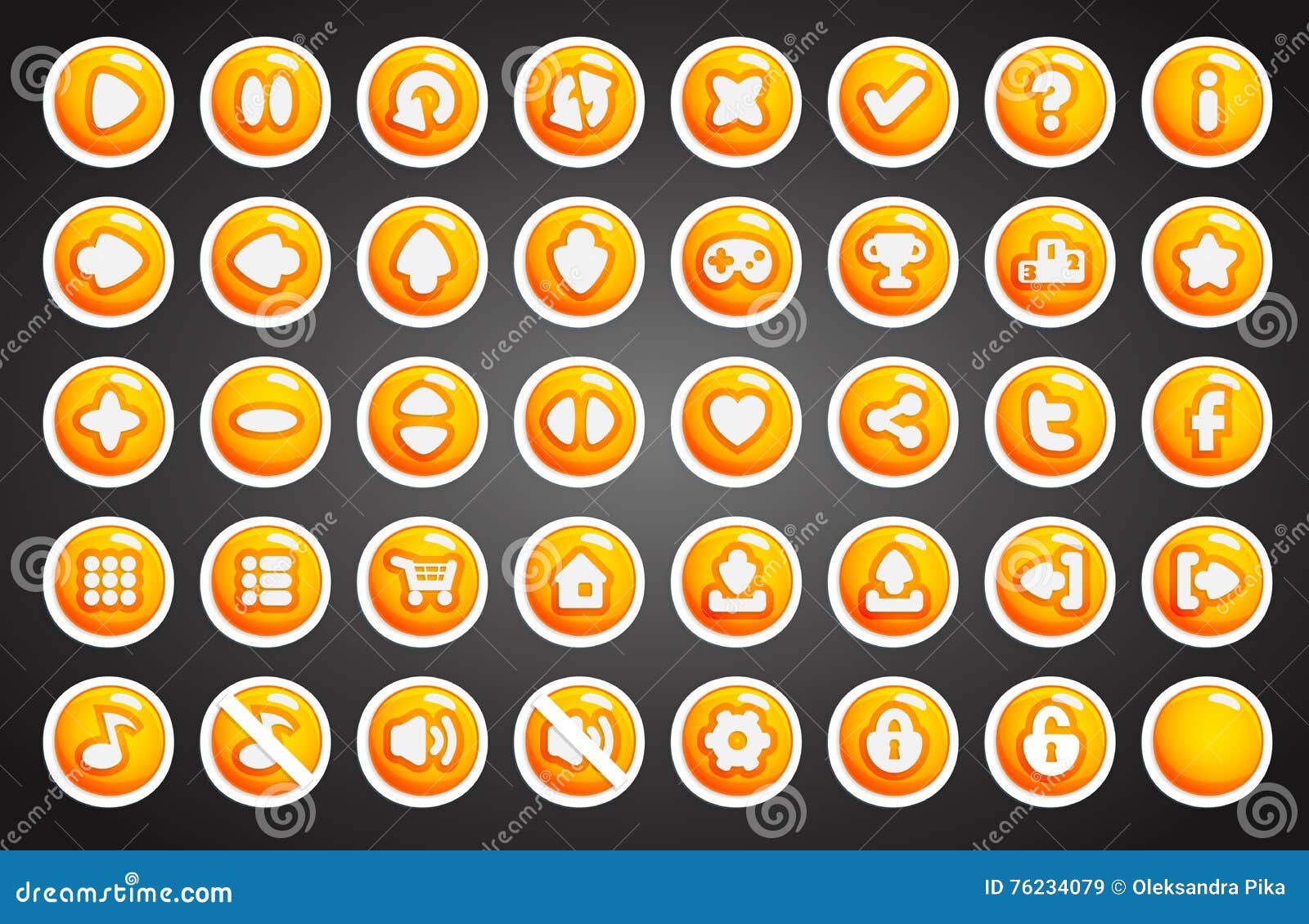 Game Buttons in Cartoon Style Stock Vector - Illustration of cute ...