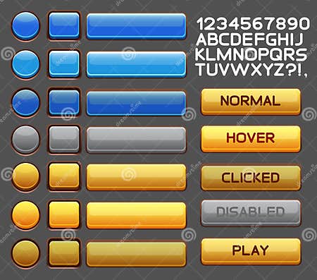 Game buttons GUI pack pack stock vector. Illustration of disabled ...