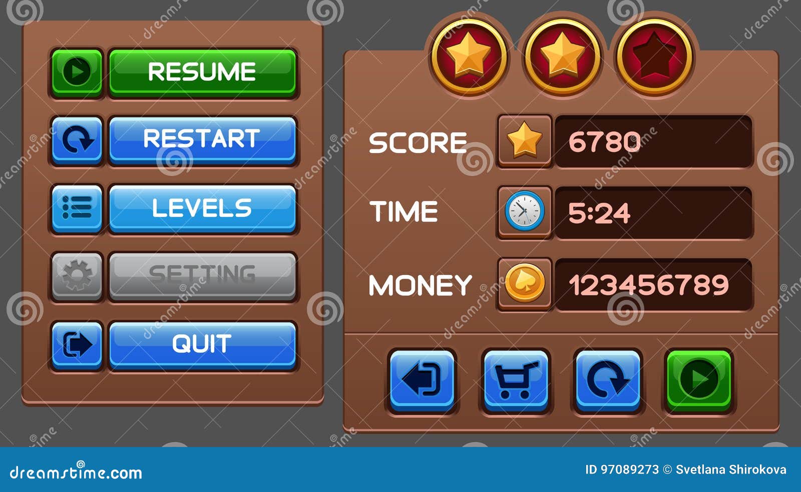 Game buttons GUI pack stock vector. Illustration of pattern - 97089273