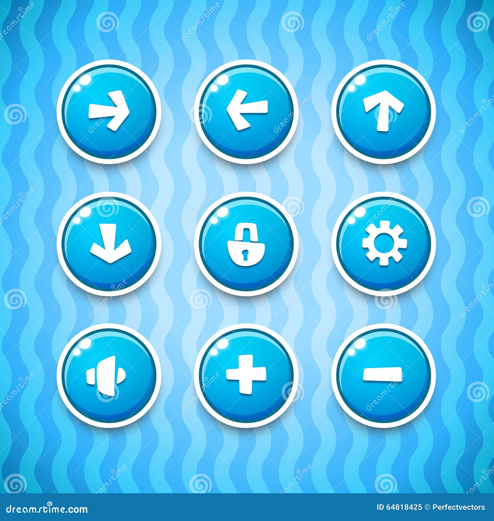 Game Buttons with Icons Set 1 Stock Vector - Illustration of interface ...