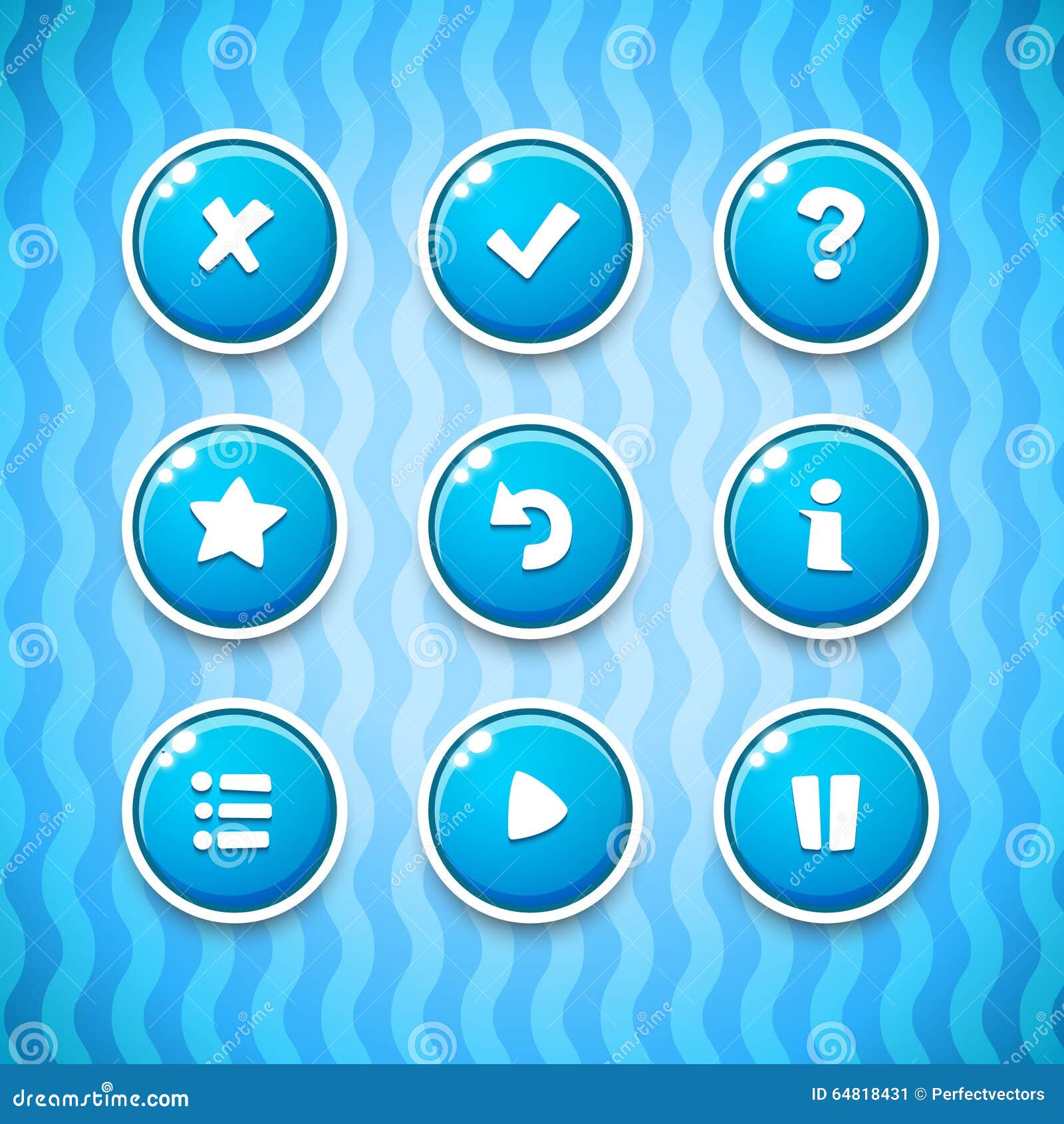 Game Buttons with Icons Set 2 Stock Vector - Illustration of game ...