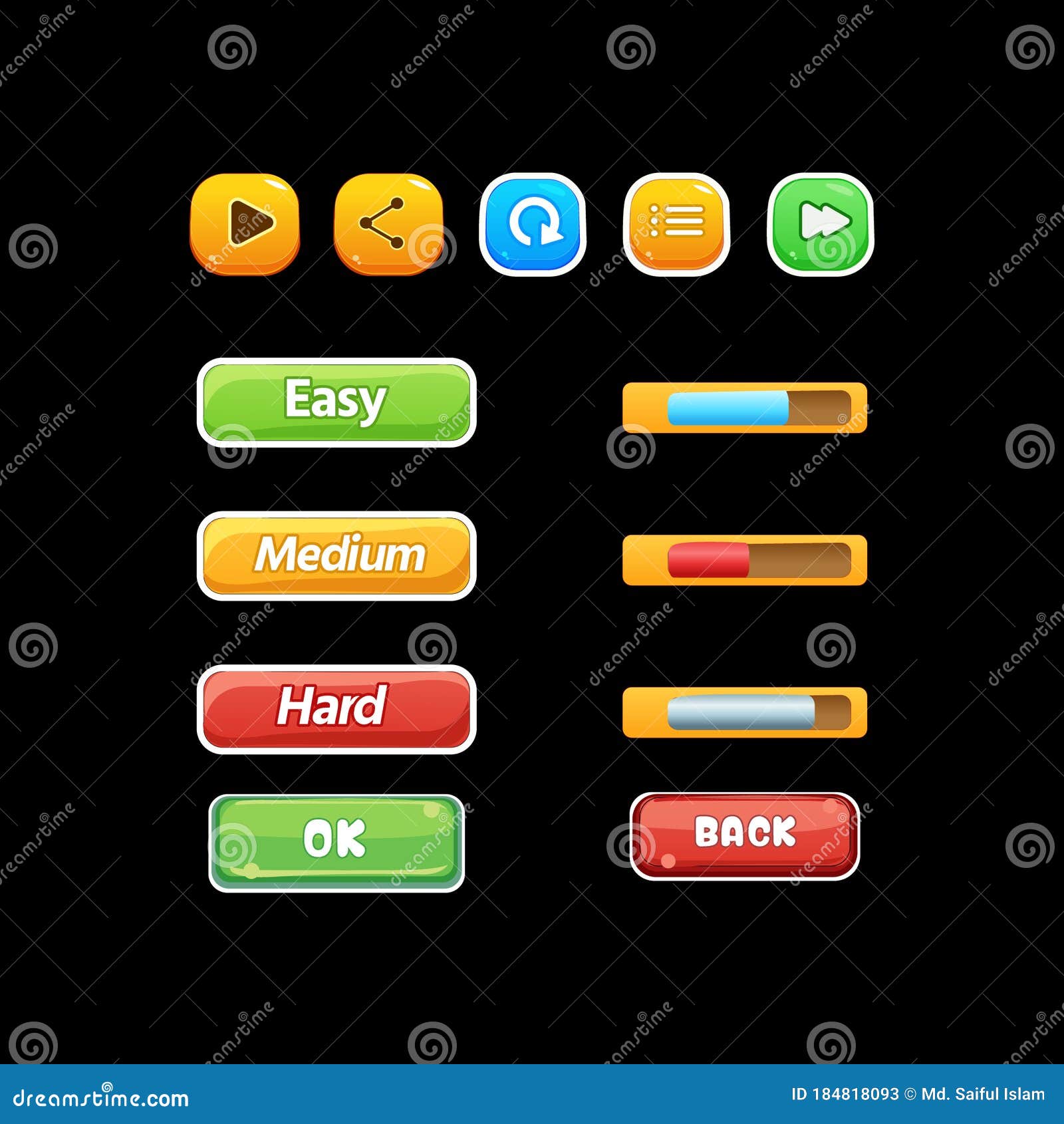 Game Buttons Ui Vector Elements Design Stock Illustration ...