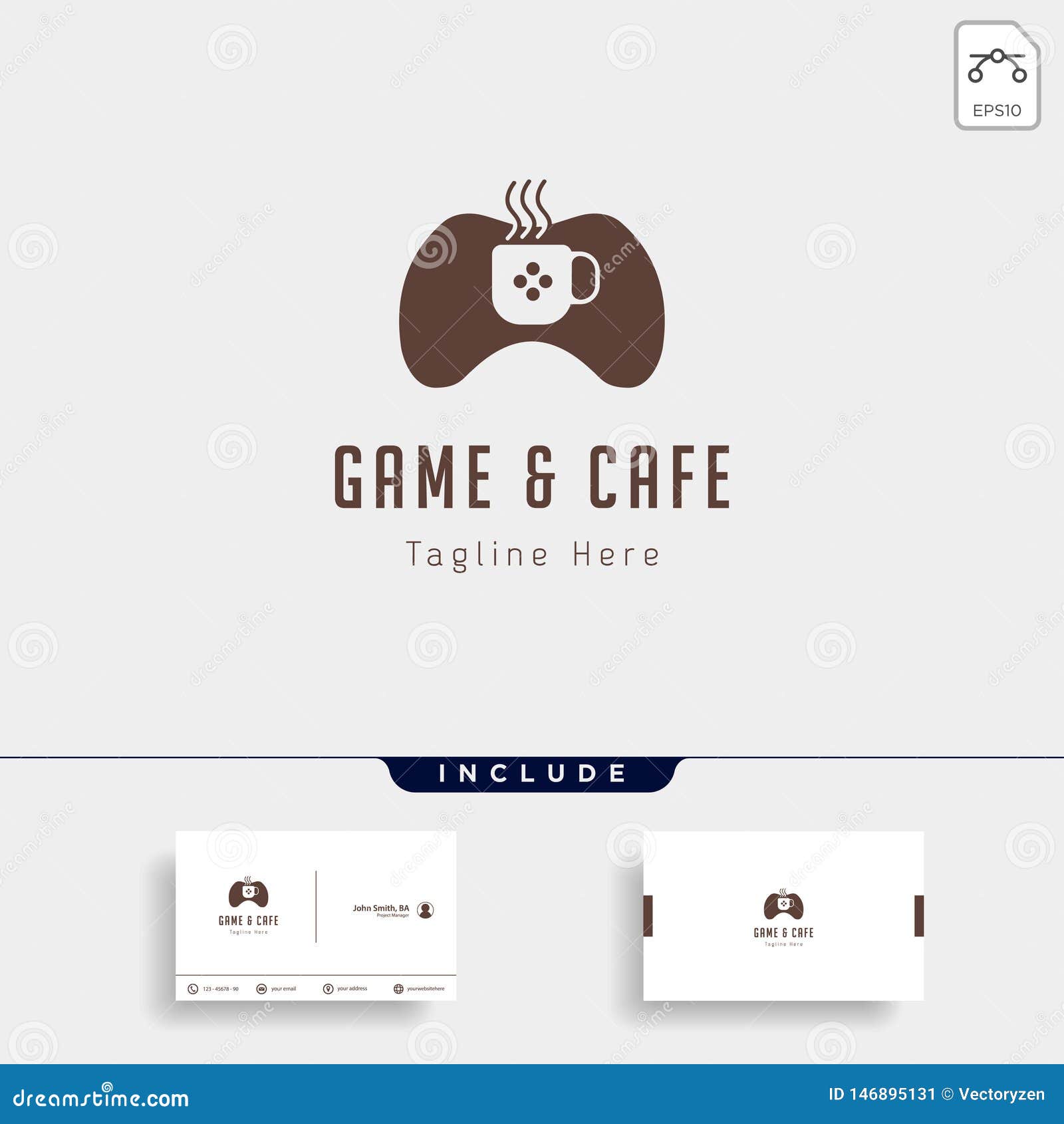 Game Cafe Logo Design Concept Vector Illustration Icon Element Stock ...
