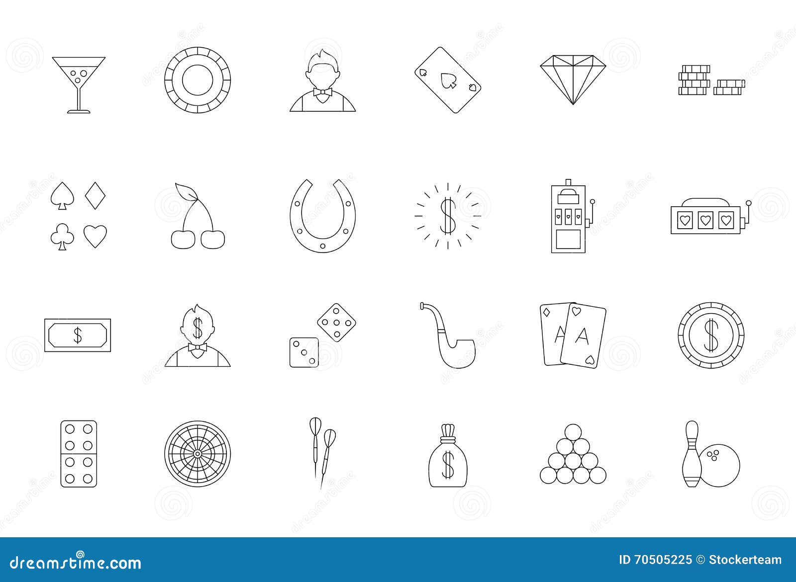 Game of Chance Black Icons Set Stock Illustration - Illustration of ...