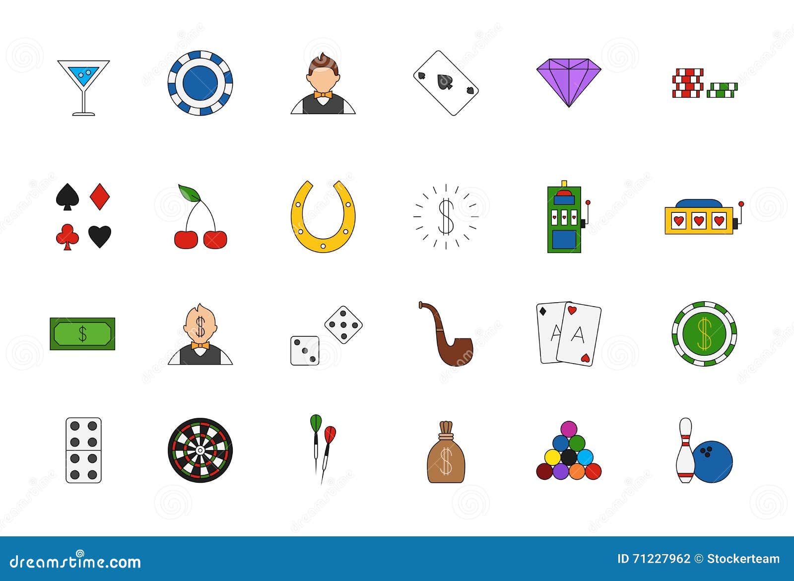 Game of Chance Colorful Icons Set Stock Illustration - Illustration of ...