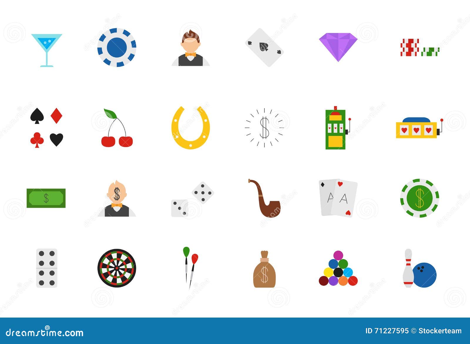 Game of chance icons set stock illustration. Illustration of roulette ...