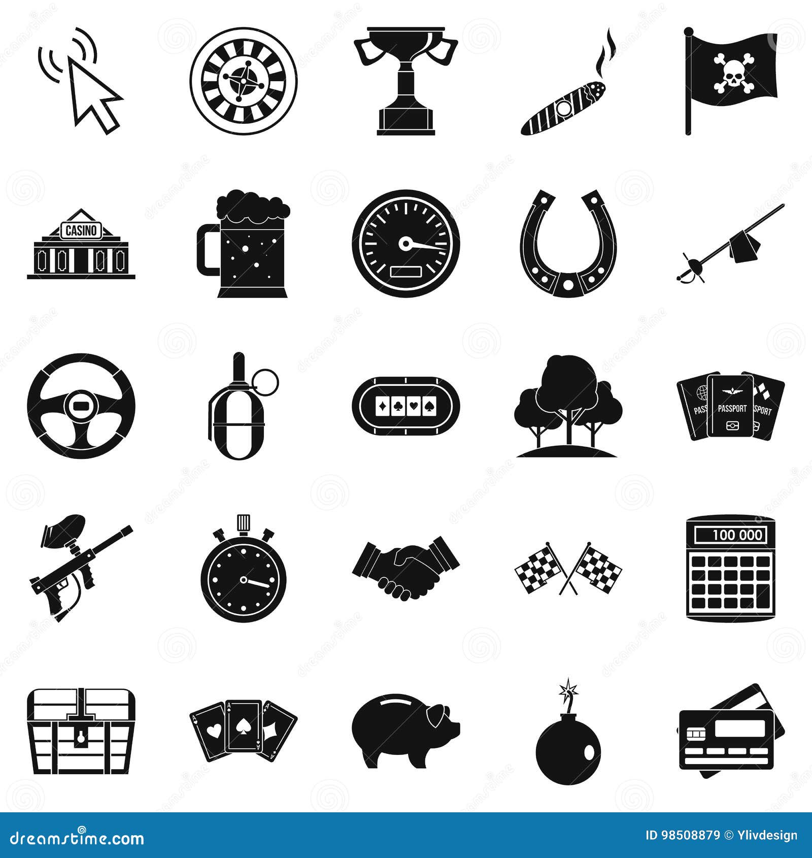 Game of Chance Icons Set, Simple Style Stock Vector - Illustration of ...