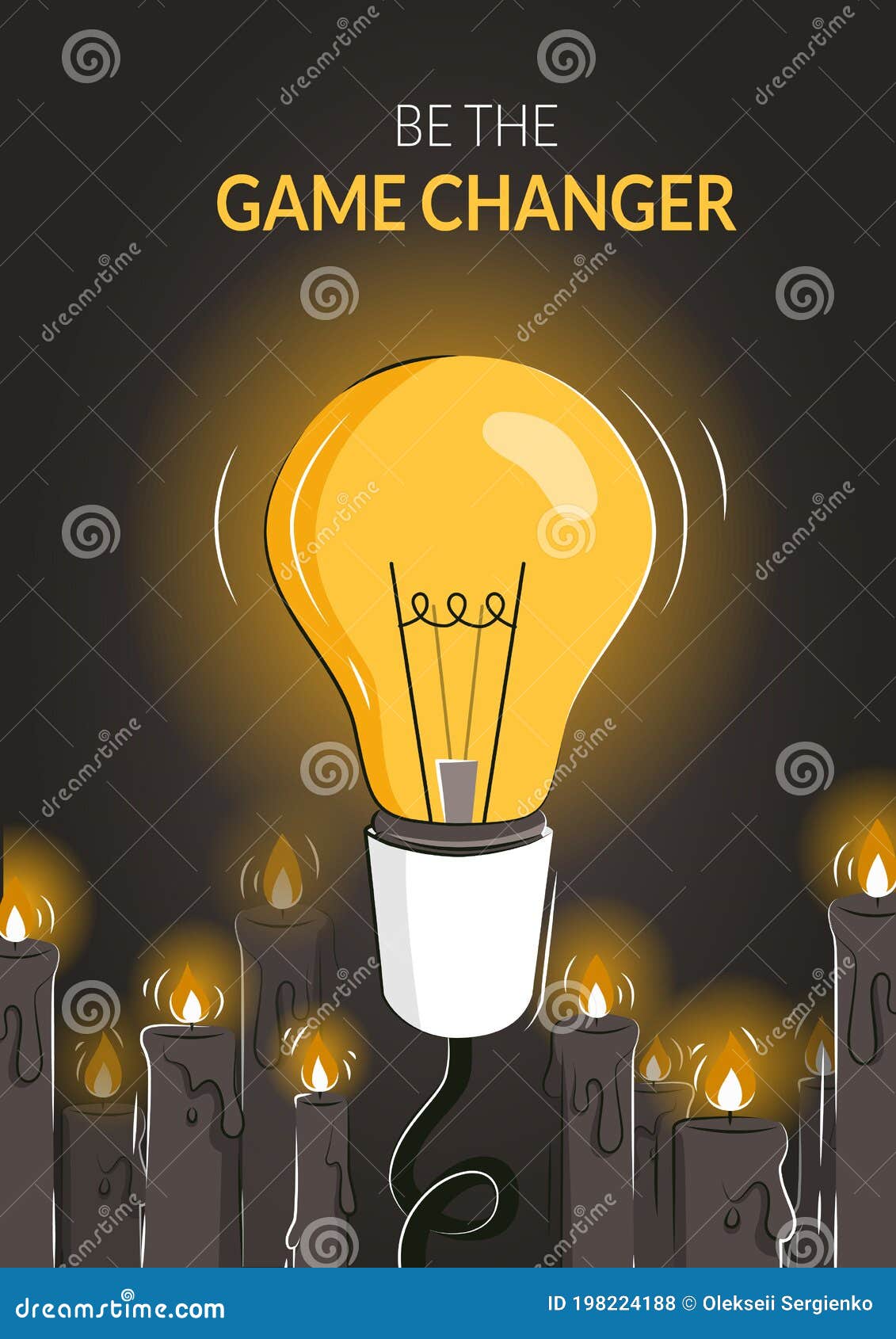 Game Changer Abstract Vector Poster Template with the Light Bulb among ...