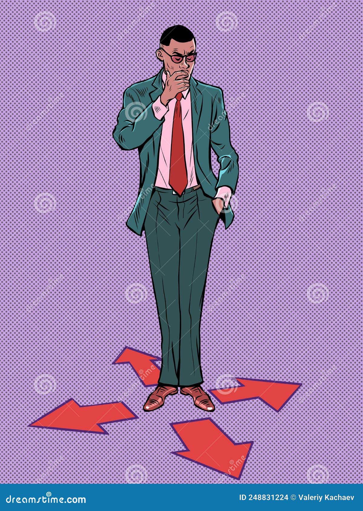 Game Character Control Right Left Forward Back. Businessman at the Fork ...