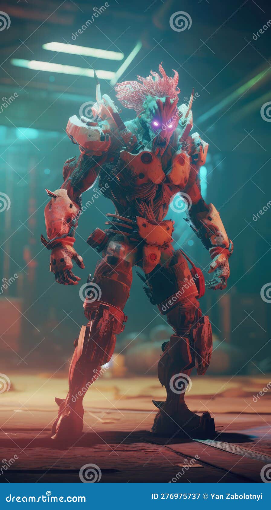 Game Character a Fierce Red Digital Art. Generative AI Stock ...