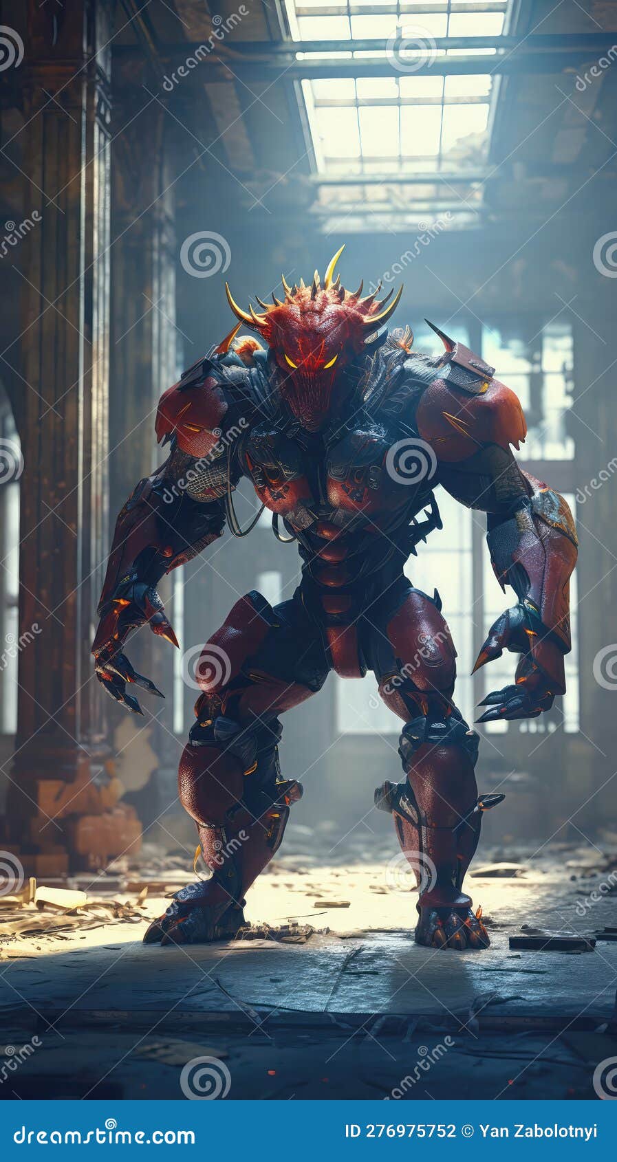 Game Character a Fierce Red Digital Art. Generative AI Stock ...