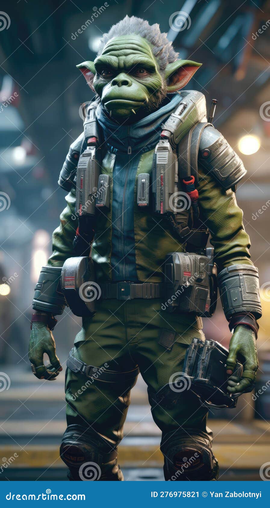 Game Character a Green Digital Art. Generative AI Stock Illustration ...