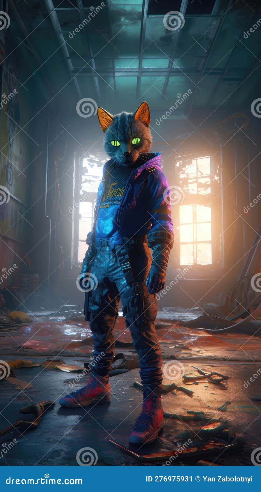 Game Character a Humanoid Cat Digital Art. Generative AI Stock ...