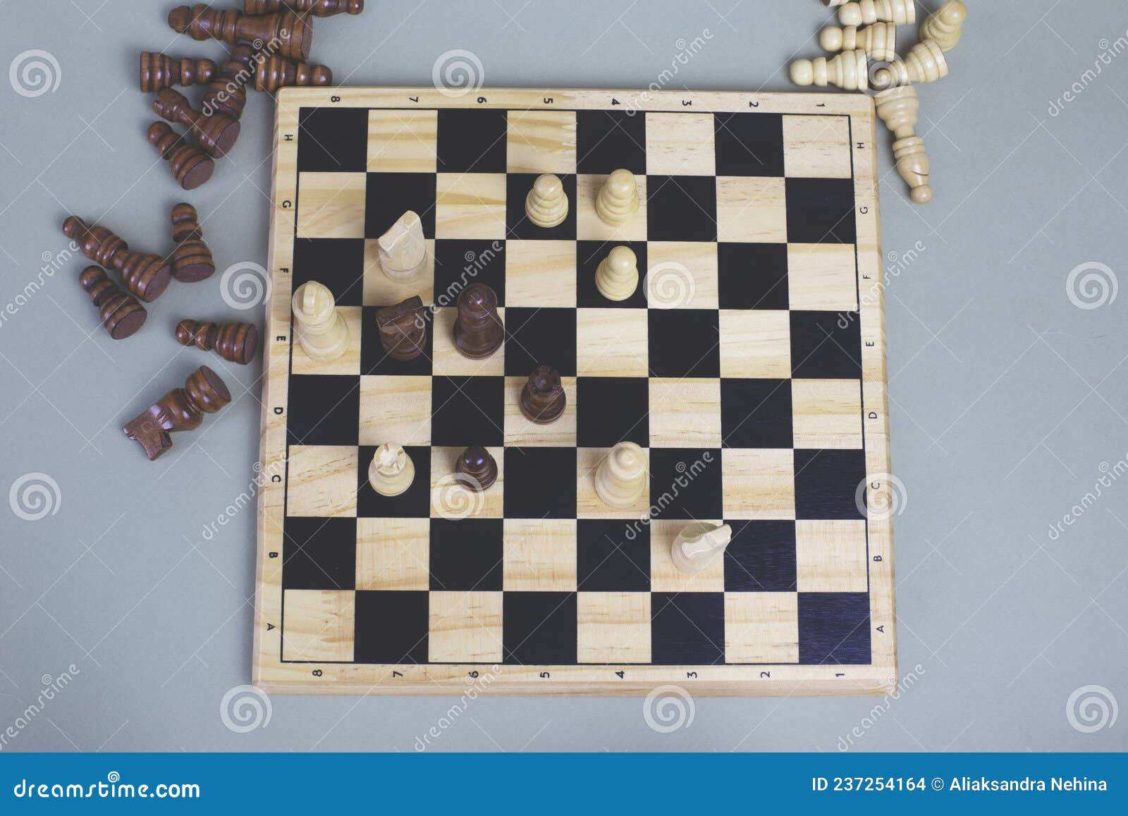 A Game of Chess. Empty Table and Chess Board Stock Photo - Image of ...
