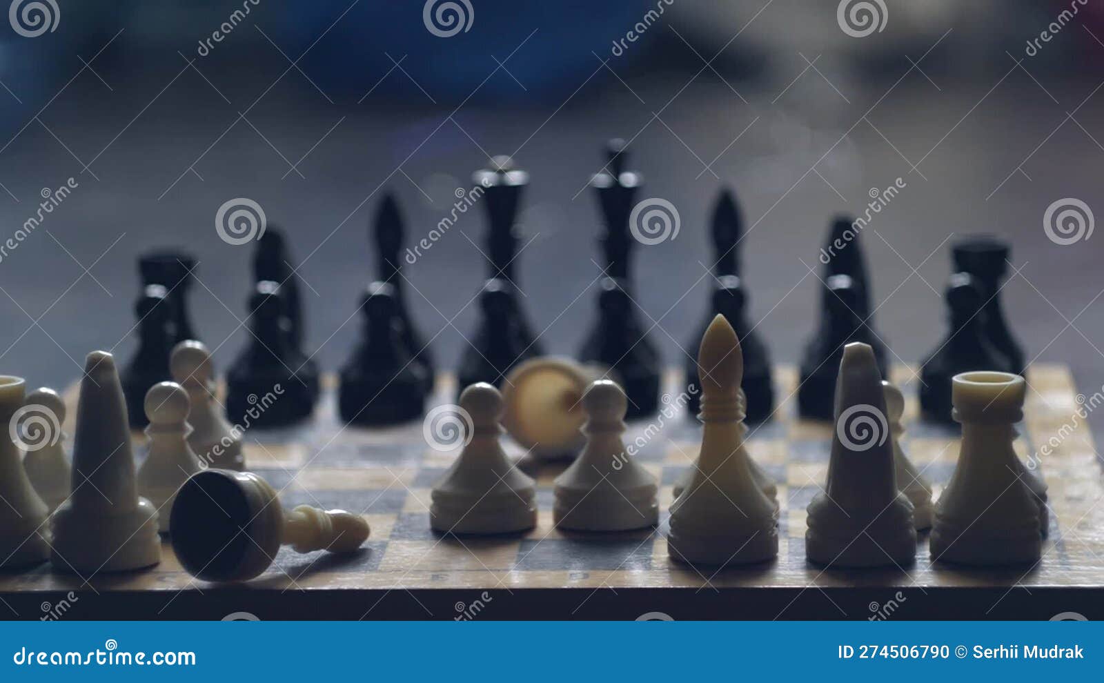 Game of Chess. King Piece Falling Onto Board. Destruction Ideas ...