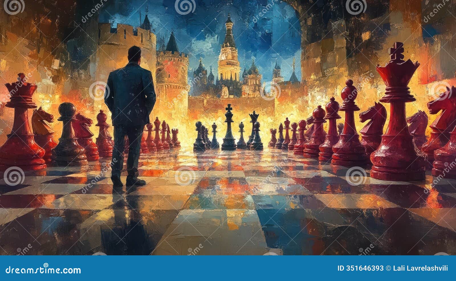 Game of Chess. Surreal Mystical Fantasy Artwork Stock Illustration ...