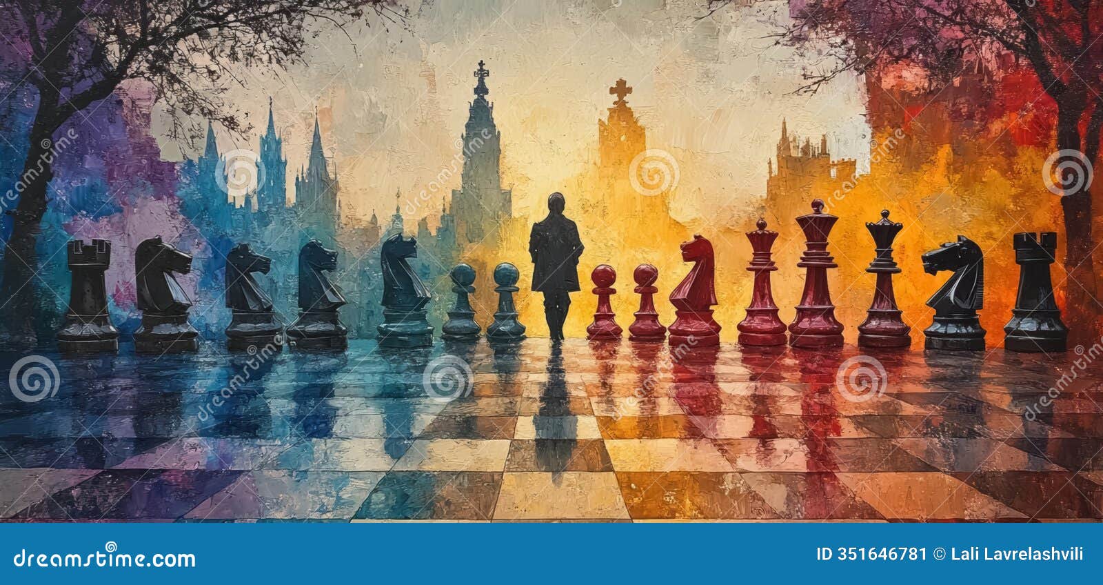 Game of Chess. Surreal Mystical Fantasy Artwork Stock Illustration ...
