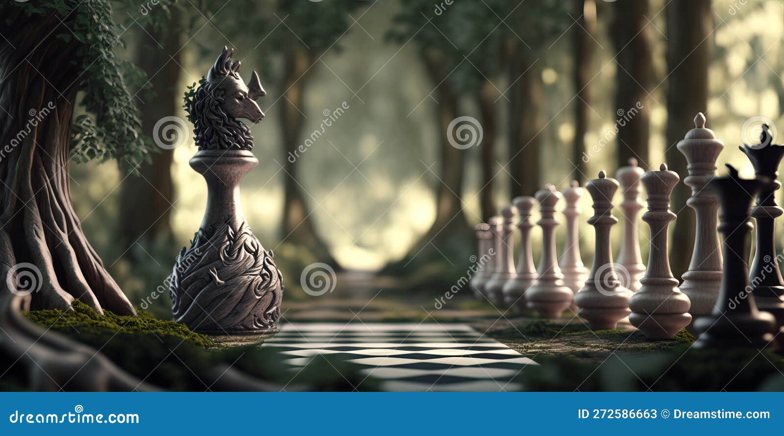 Game of Chess. Surreal Mystical Fantasy Artwork Stock Illustration ...