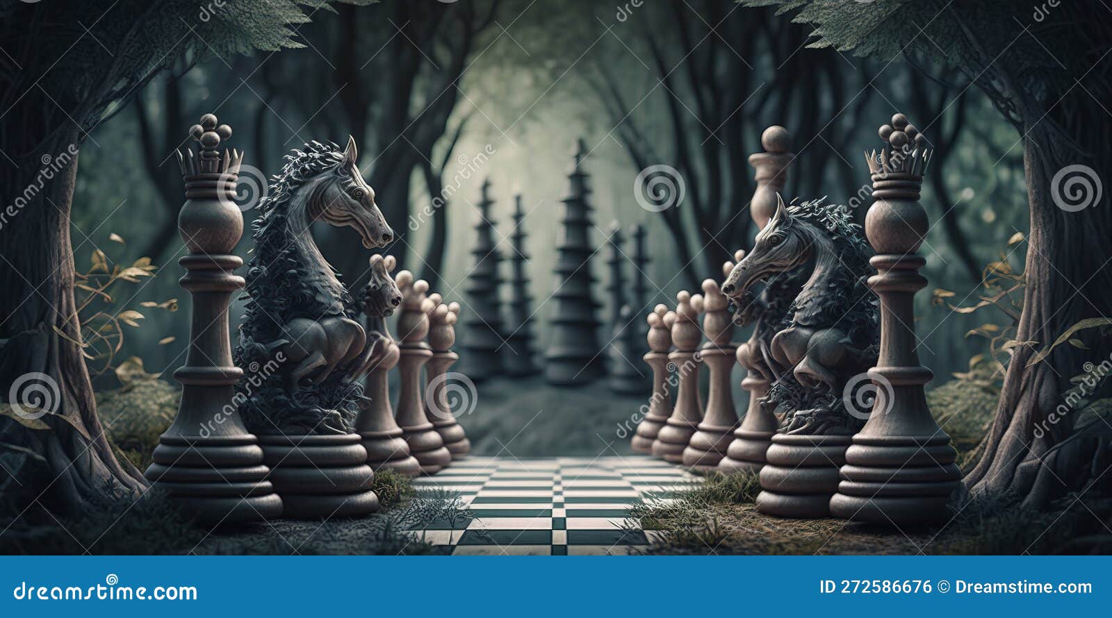 Game of Chess. Surreal Mystical Fantasy Artwork Stock Illustration ...