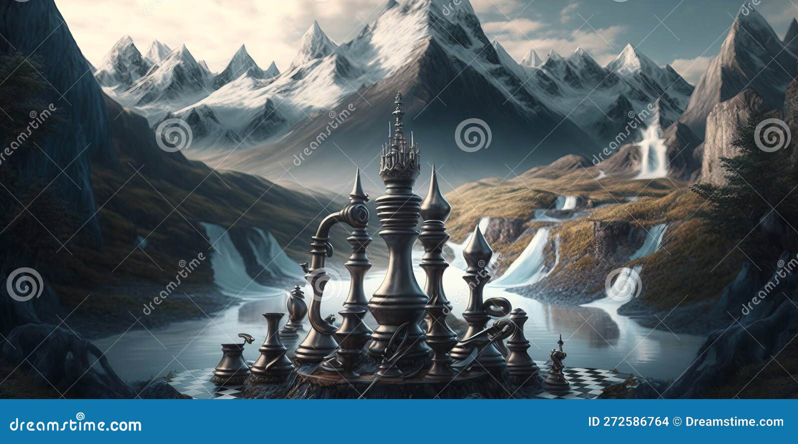 Game of Chess. Surreal Mystical Fantasy Artwork Stock Illustration ...