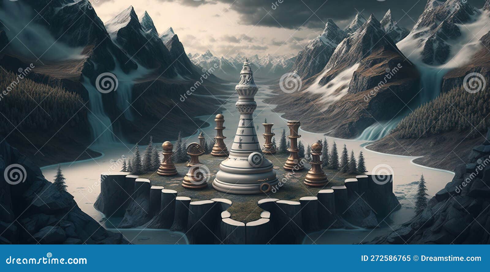 Game of Chess. Surreal Mystical Fantasy Artwork Stock Illustration ...