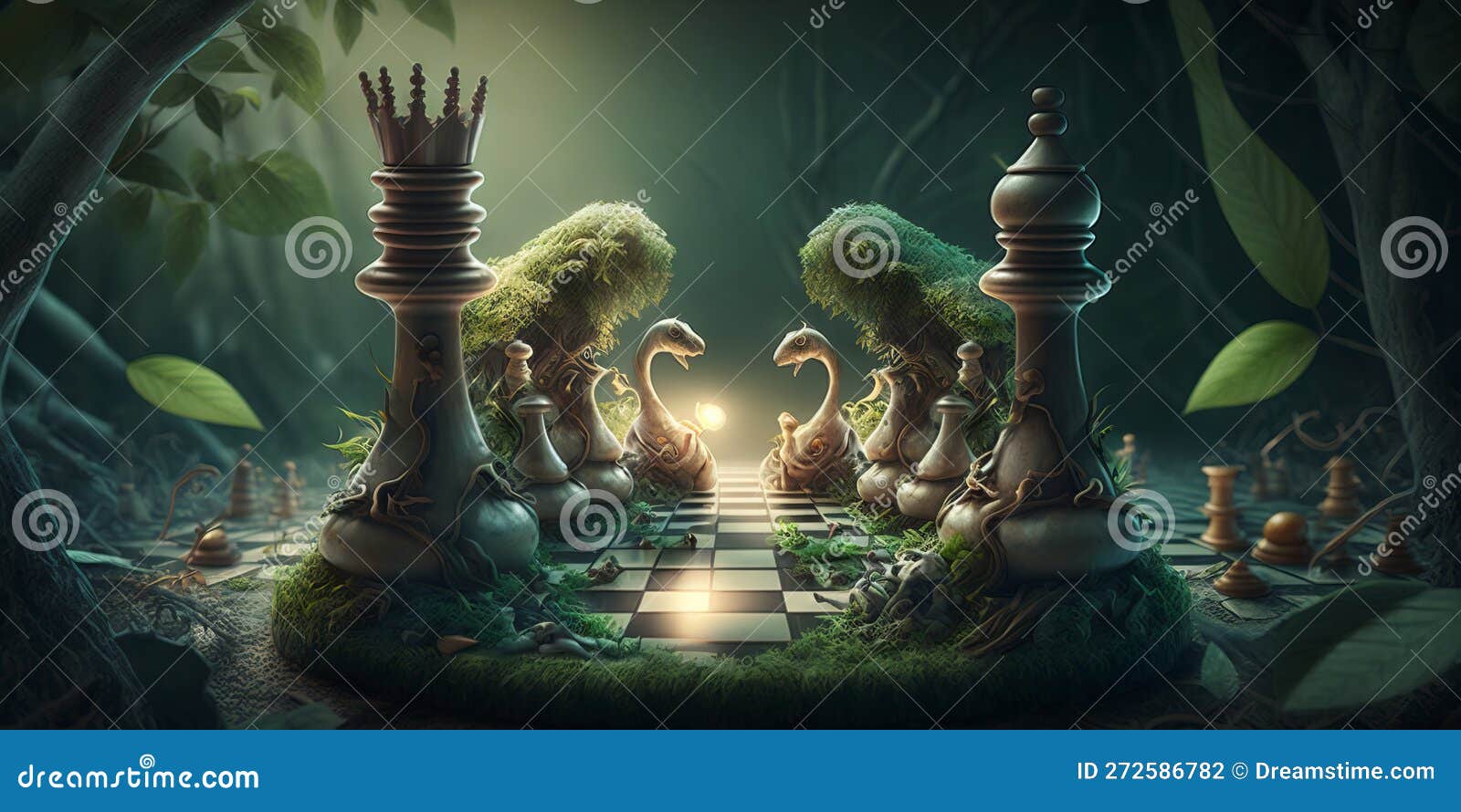 Game of Chess. Surreal Mystical Fantasy Artwork Stock Illustration ...