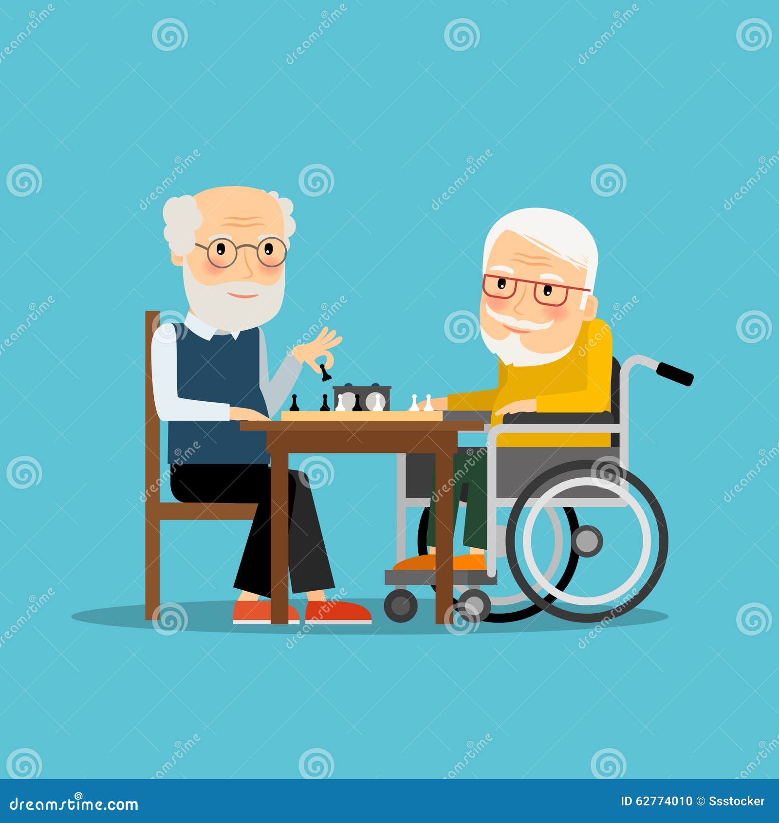Game of Chess. Two Old Men Playing Chess Stock Vector - Illustration of ...