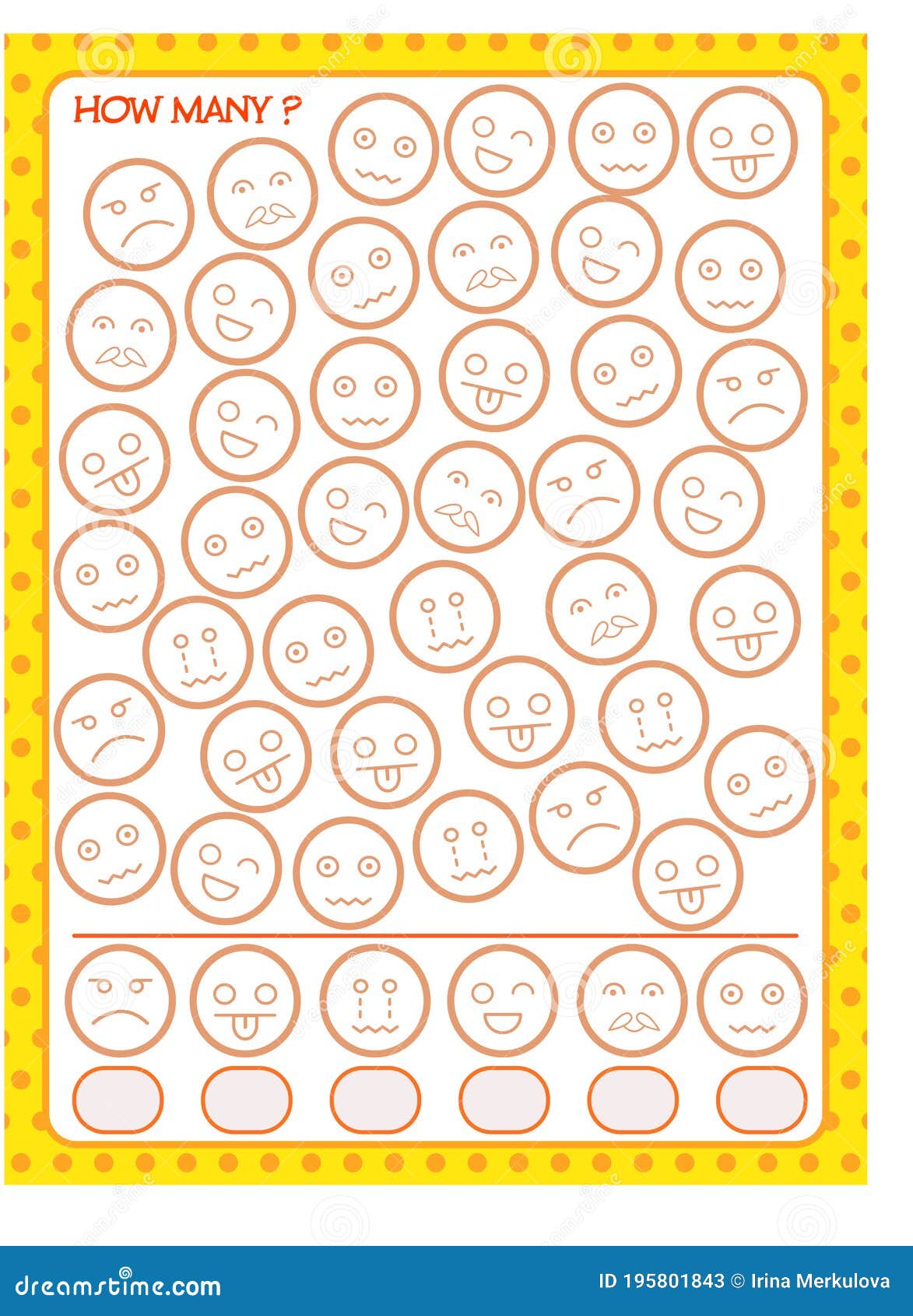 A Game for Children. Count How Many Emotions Stock Vector ...