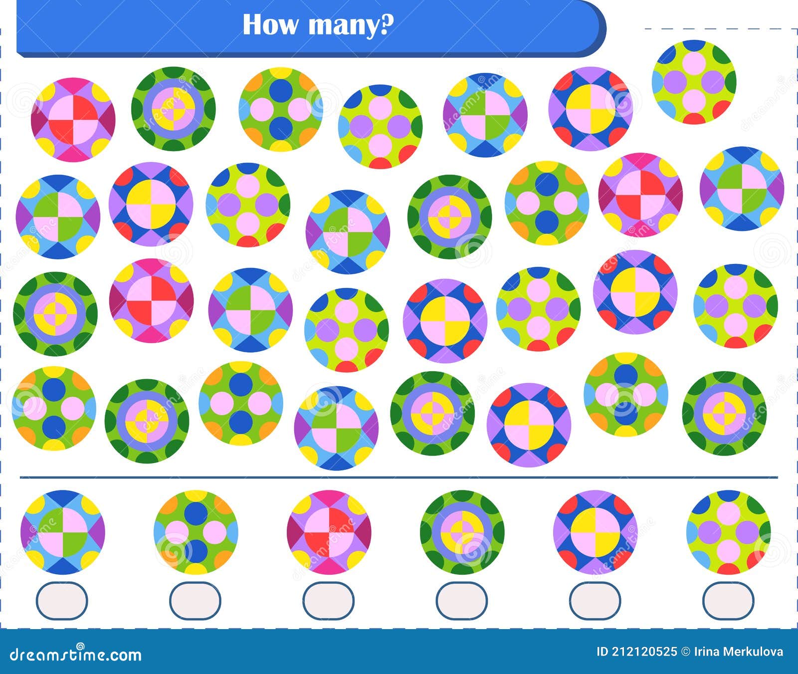 A Game for Children. Count How Many Patterns in a Circle Stock Vector ...