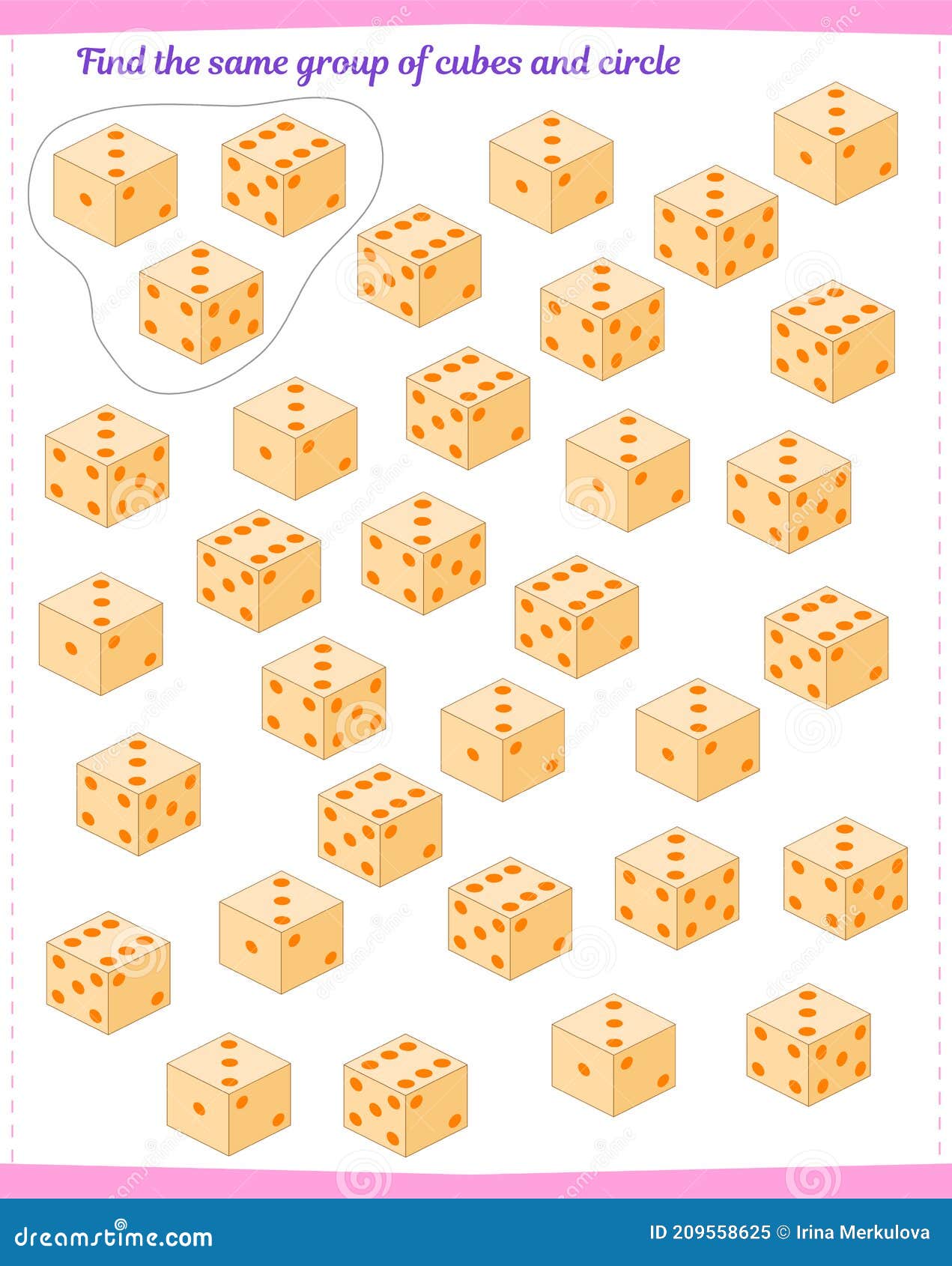 A Game for Children. Find All the Groups of Cubes Shown in the Pattern ...