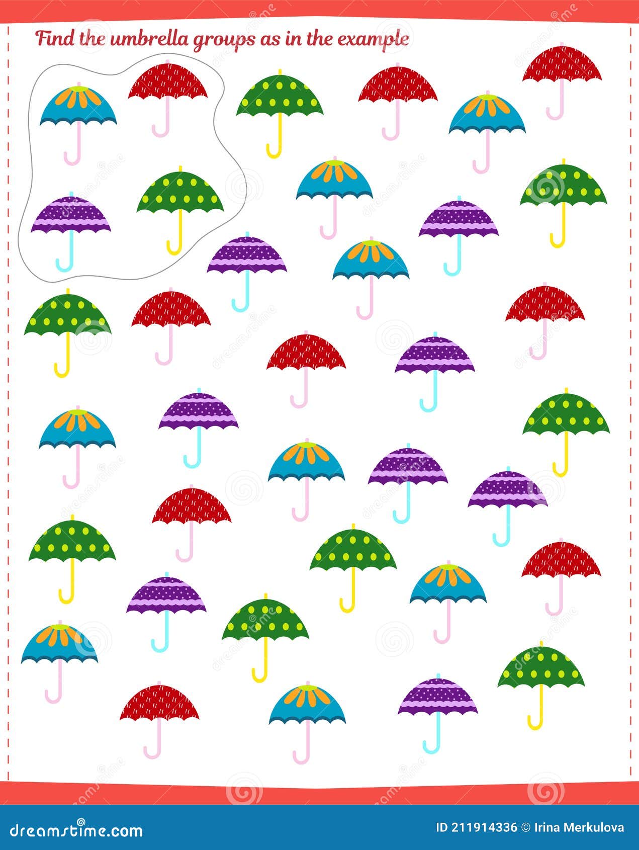 A Game for Children. Find All the Umbrella Stock Illustration ...
