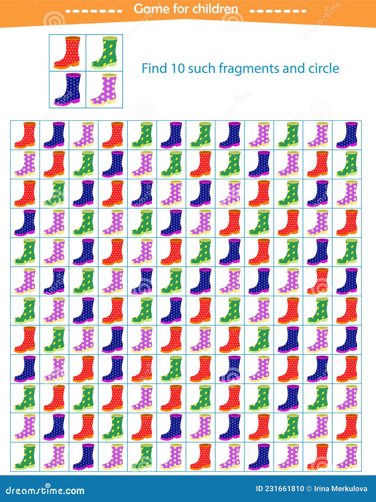 A Game for Children. Find the Boots Shown in the Sample Stock Vector ...