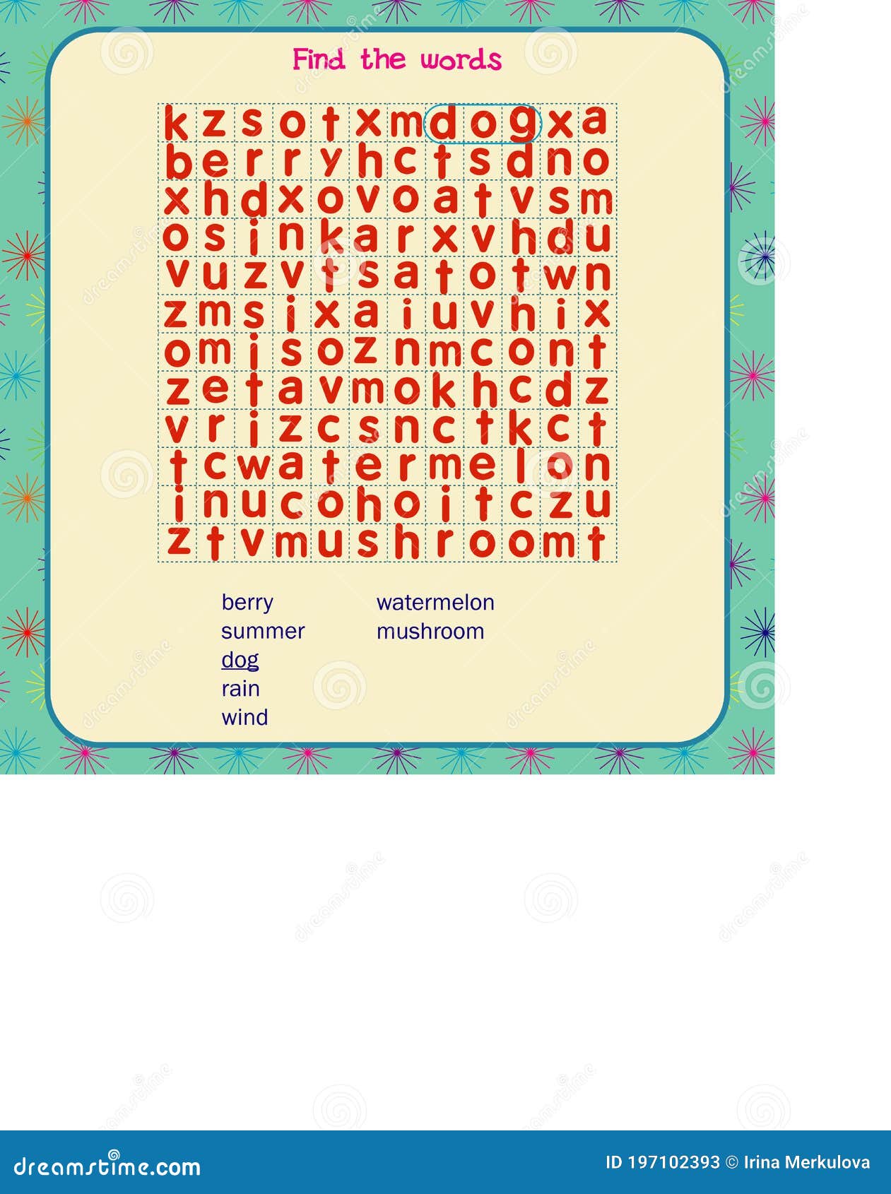 Game for Children. Find the Words in the Table Stock Vector ...