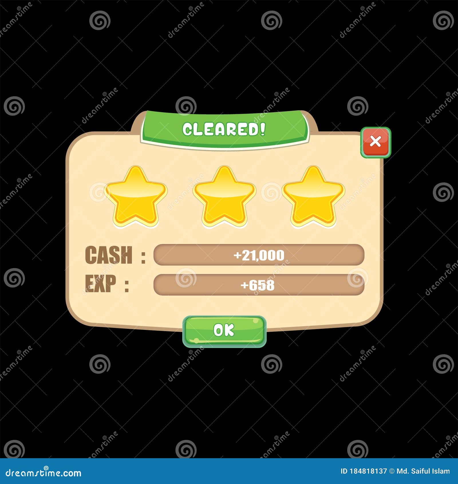 Game Cleared Ui Vector Elements Design Stock Vector - Illustration of ...