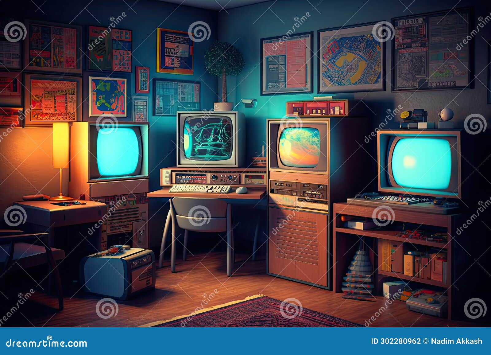 Game Computer Room Style 90s Stock Photo - Image of gamer, apartment ...
