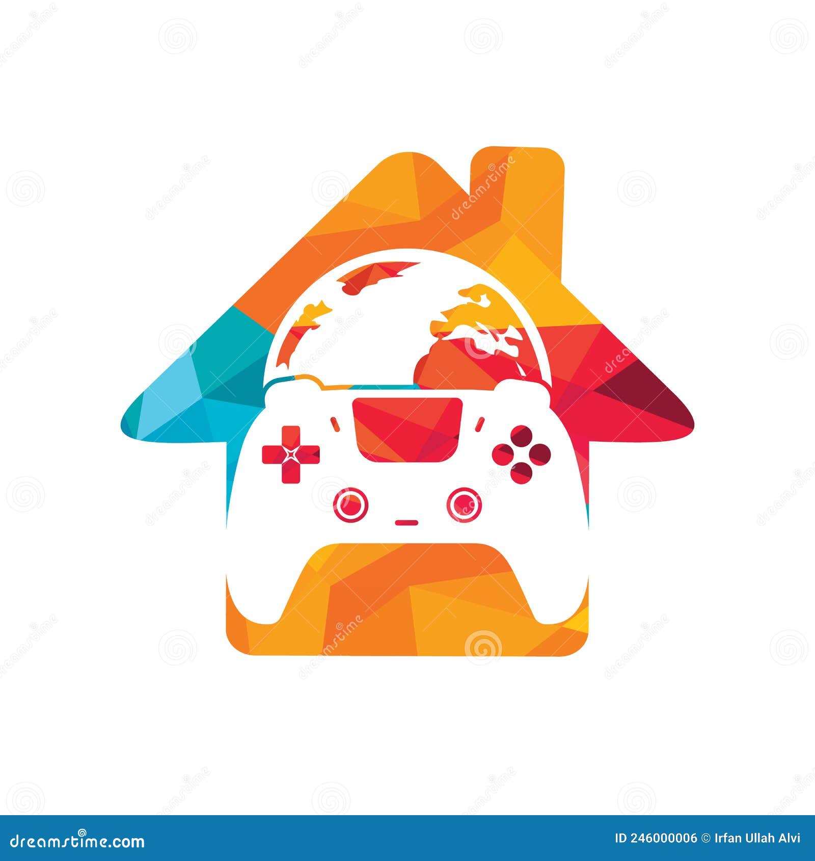 Game World Vector Logo Design. Globe and Game Console Vector Icon Logo ...