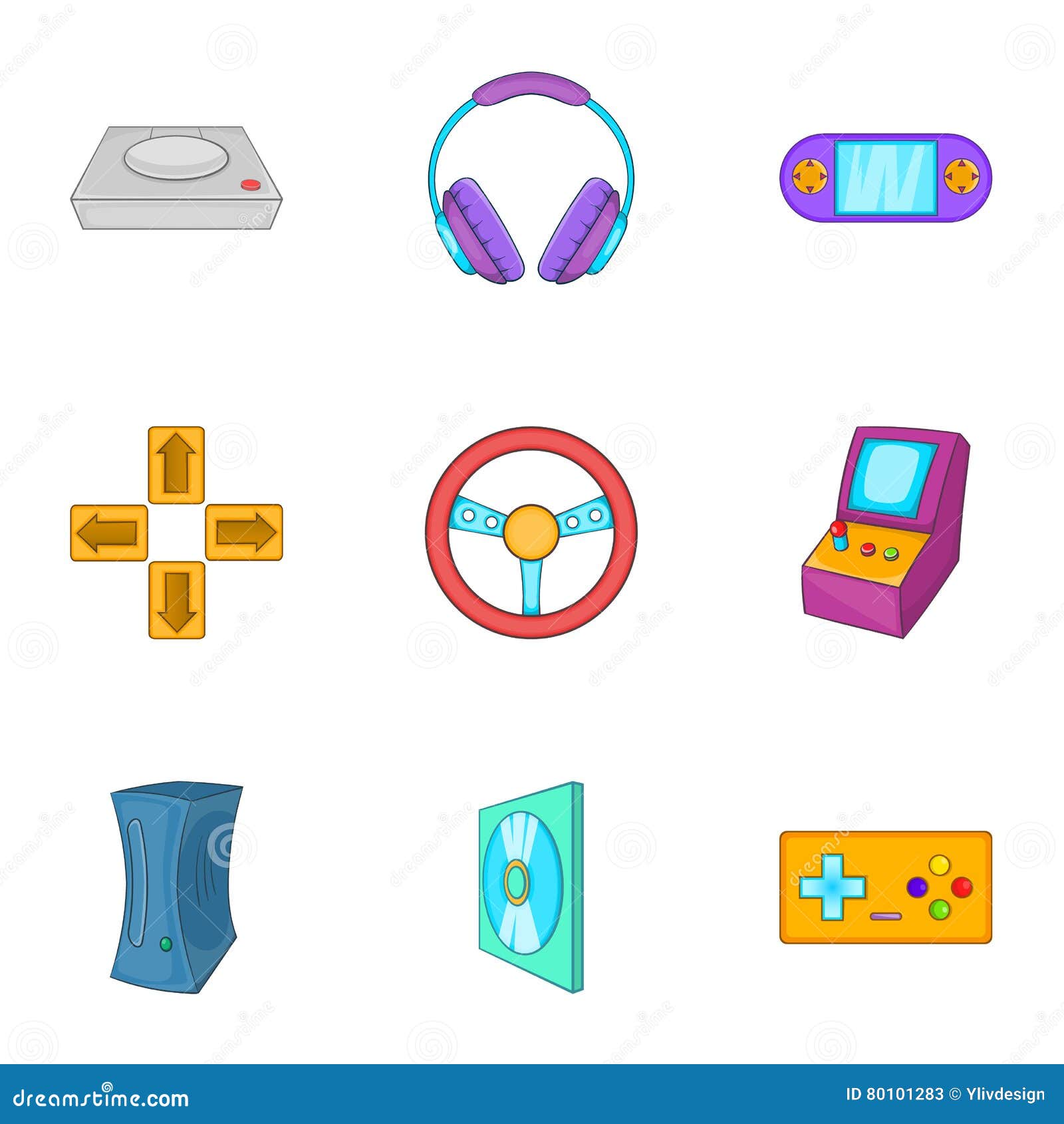 Game Console Icons Set, Cartoon Style Stock Vector - Illustration of ...