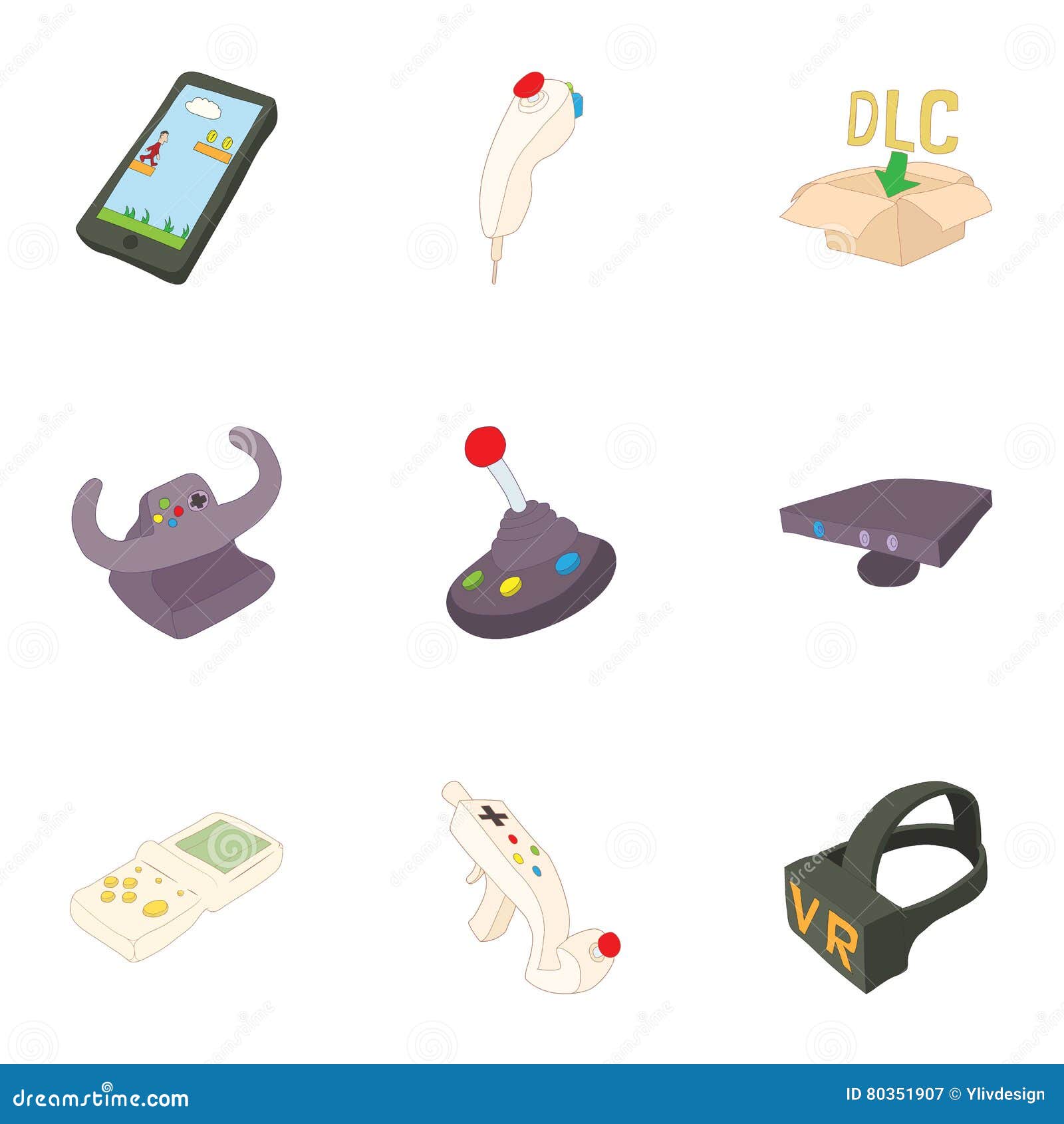 Game Console Icons Set, Cartoon Style Stock Vector - Illustration of ...