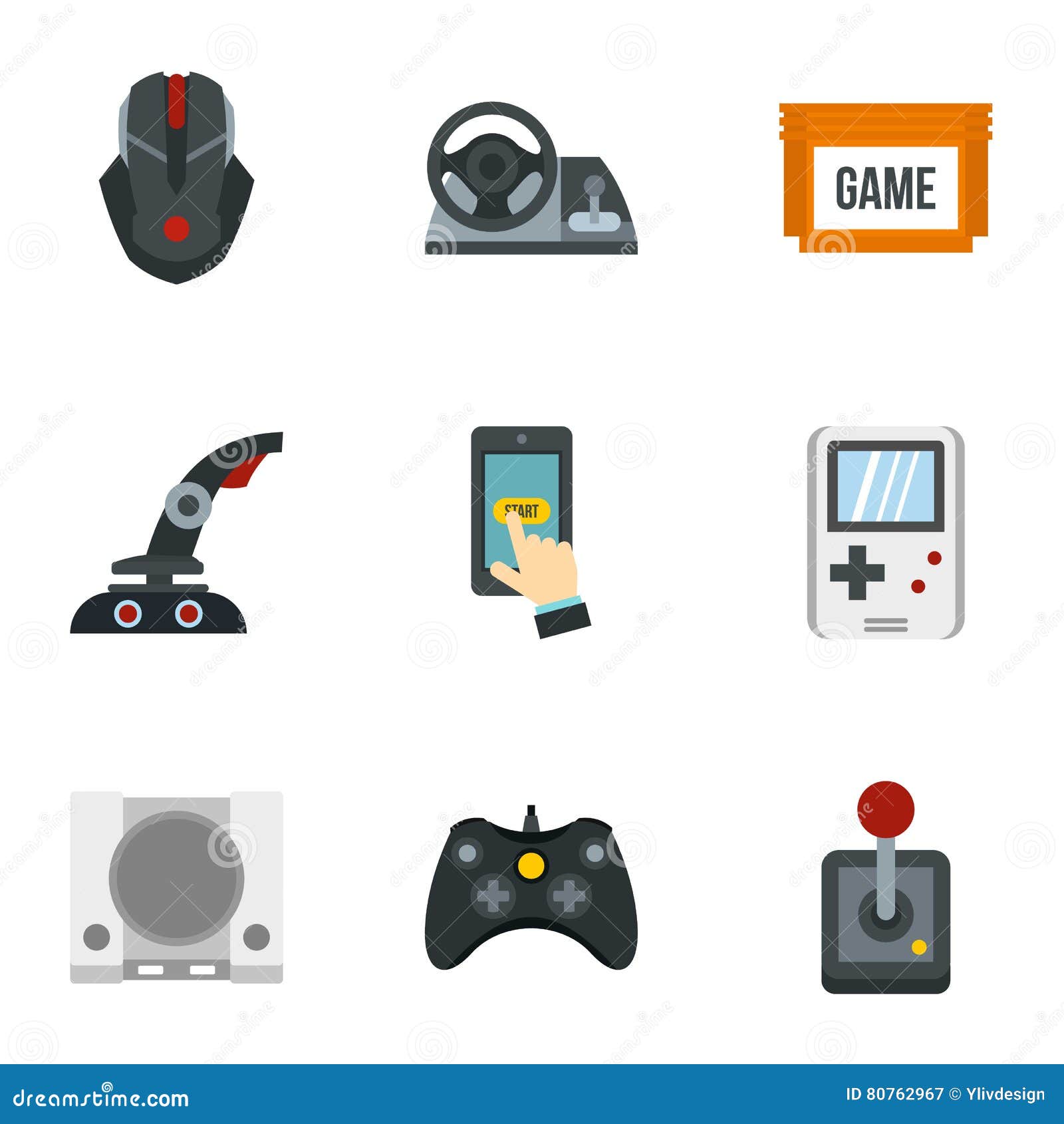 Game Console Icons Set, Flat Style Stock Vector - Illustration of ...