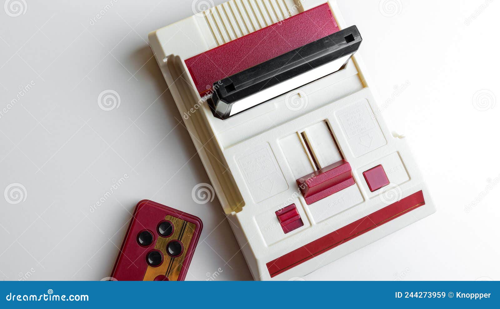 Game Console with Inserted Cartridge and Gamepads Stock Image - Image ...